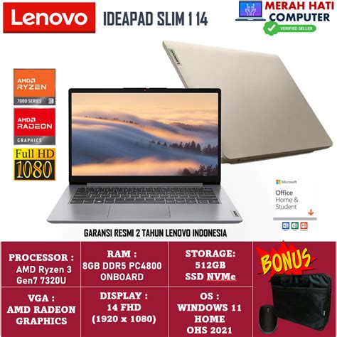 Jual Laptop Slim Terbaru Lenovo Ideapad Slim Amd Ryzen U Gb Ddr Gb Fhd Windows