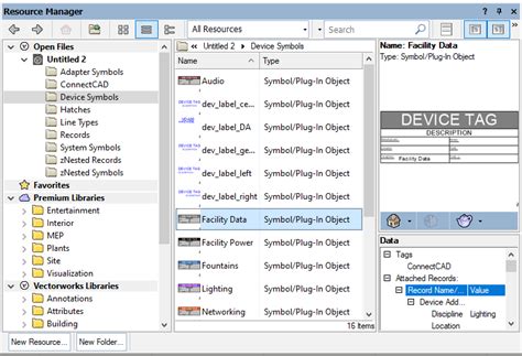 Data Visualization Of Device Symbols Connectcad Vectorworks