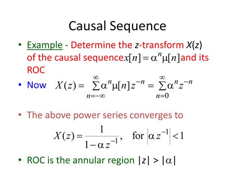 z transform causal anti causal and two sided sequence region of
