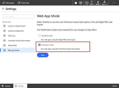 Enhance Your FlexPendant Web Application Experience Switch To Chromium Mode ABB Robotics User