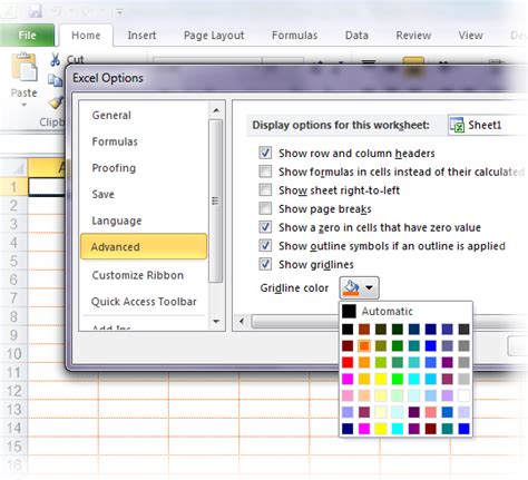 Excel Change The Colour Of The Gridlines Stacy DuBois Tech Blog
