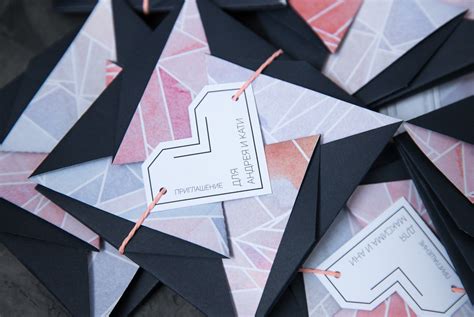 Unique Blush Origami Wedding Invitation Пригласительные приглашения приглашение свадьба