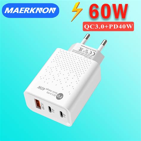 3 0 Usb C타입 충전기 아이폰 삼성 샤오미 포코 벽 충전기 3 포트 Pd 고속 충전 휴대폰 어댑터 60w Aliexpress