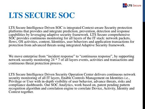 Ppt Lts Secure Intelligence Driven Security Operation Centre Powerpoint Presentation Id 8109246