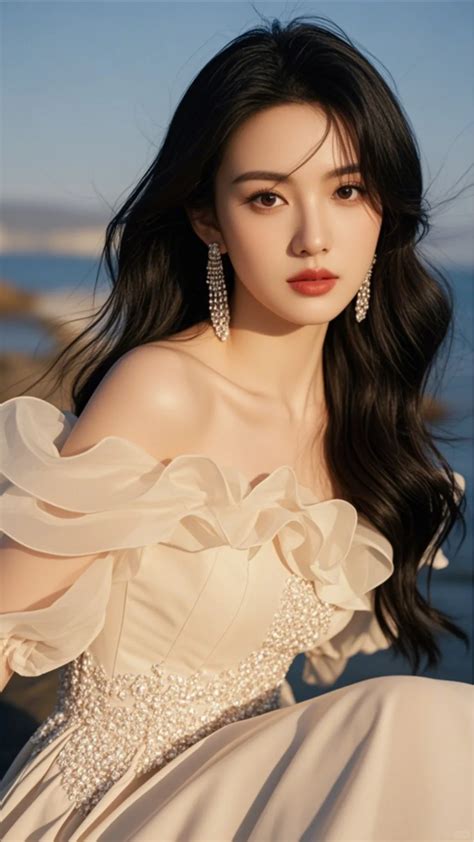 一位令人惊艳的美女，精致的瓜子脸