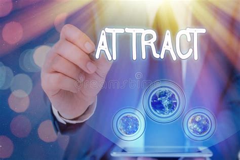 Word Writing Text Attract Business Concept For To Draw By A Physical Force Causing Or Tending