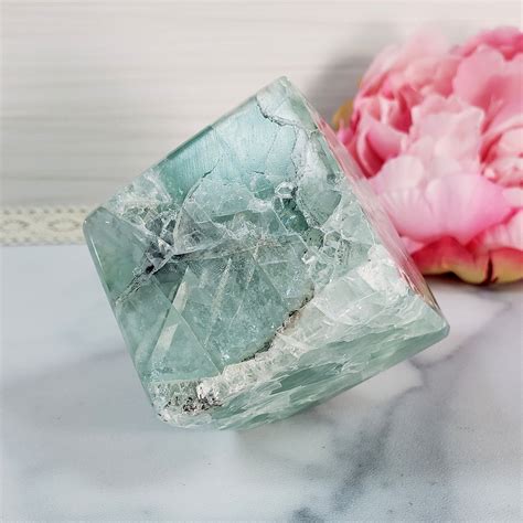 Unique Dendritic Green Fluorite Crystal Cube Natural Gemstone Terra