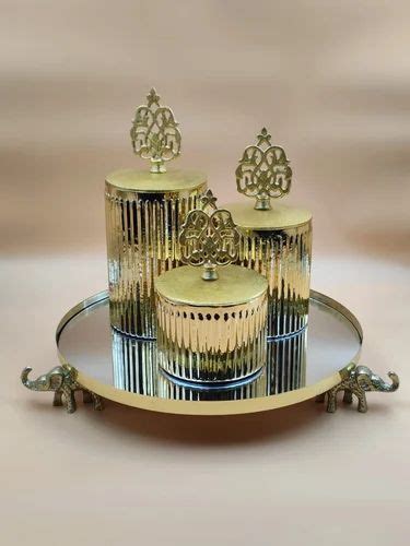 Golden Decorative Glass Tray Set For Ting At ₹ 1250piece In Firozabad Id 2850811863833