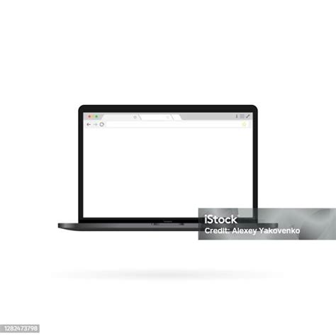 화면에 노트북과 인터넷 브라우저 창을 엽니다 웹 페이지입니다 격리된 흰색 배경의 벡터입니다 Eps 10 0명에 대한 스톡 벡터