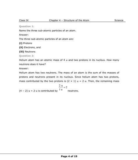 Class 9th Science Structure Of The Atom NCERT Solution CBSE 2023