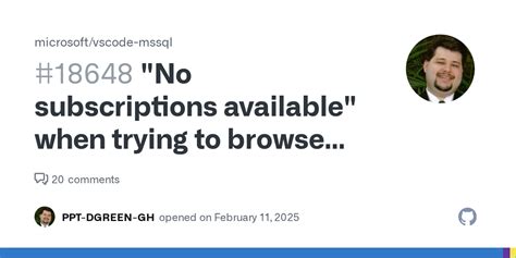 No Subscriptions Available When Trying To Browse Azure · Issue 18648 · Microsoftvscode Mssql