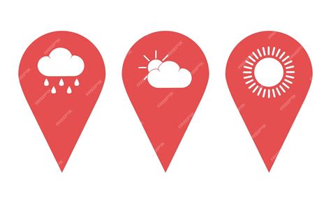 Premium Vector Location Icon Map Marker Pointer Icon Set Location Pin Place Marker Weather