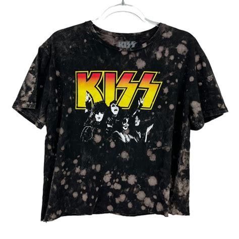 Kiss Tops Kiss Graphic Bleached Semi Cropped Band Tee Poshmark
