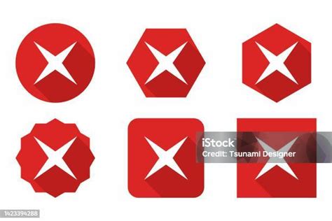 잘못된 표시 아이콘 세트 교차 표시 거부됨 승인되지 않음 아니요 거짓 확인되지 않음 잘못된 선택 작업 완료 투표 빨간색의 벡터 마크 기호 0명에 대한 스톡 벡터 아트 및