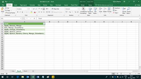 Sort Comma Separated Entries Appearing In A Cell In Ascending Order