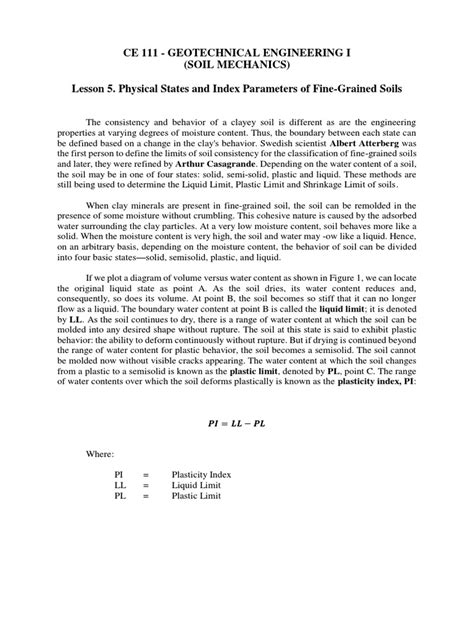 Lesson 5 Physical States And Index Parameters Of Fine Grained Soils