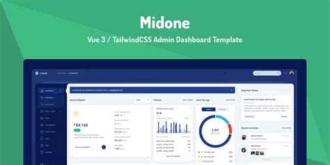 Midone Vue 3 Tailwindcss Admin Dashboard Template Made With Vuejs