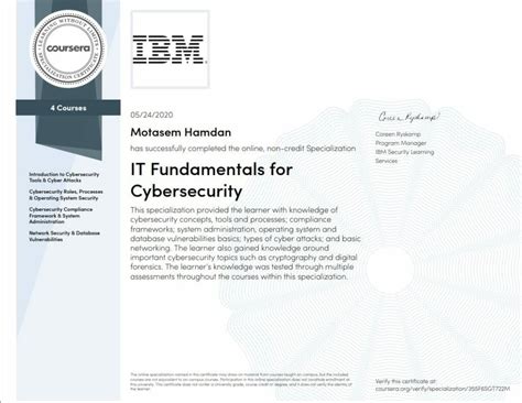 Ibm It Fundamentals For Cybersecurity Certificate Review — Coursera