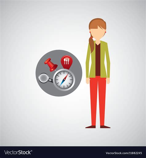 Character Girl Navigation Elements Concept Vector Image