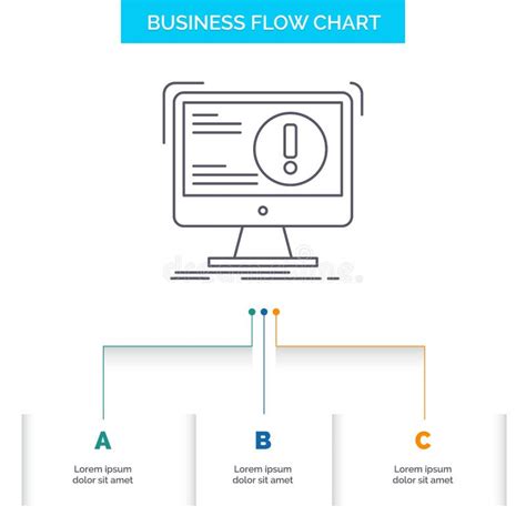 Alert Antivirus Attack Computer Virus Business Flow Chart Design With 3 Steps Line Icon For