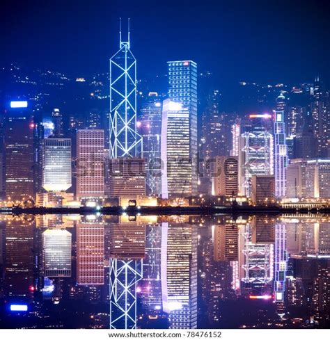香港夜景与维多利亚港反射天际线库存照片78476152 Shutterstock