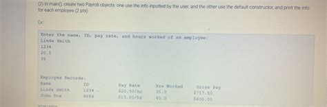 Solved 1 Create Two Files To Submit • Payrolljava Class