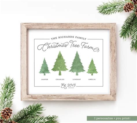 Printable Christmas Tree Farm Sign Personalized Family Etsy