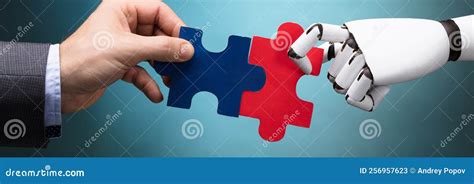 Jigsaw Puzzle Ai Robot Pieces Stock Image Image Of Implementation Data 256957623