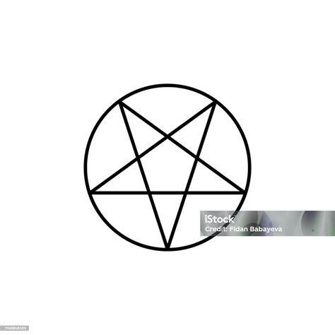 마법의 오각형 개요 아이콘입니다 기호와 기호는 웹 로고 모바일 앱 Ui Ux에 사용할 수 있습니다 검은색에 대한 스톡 벡터 아트