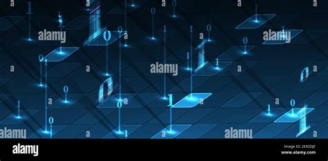Bytes Of Binary Code Run Through Network Abstract Futuristic