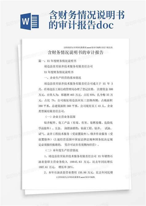 含财务情况说明书的审计报告docword模板下载编号lxrvnwdr熊猫办公