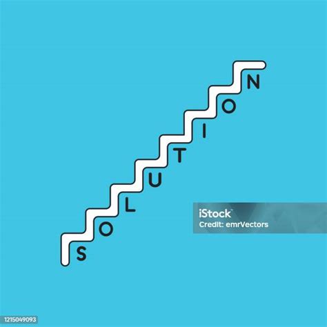 단계당 하나의 문자가 있는 솔루션 단어가 있는 계단의 벡터 아이콘 개념입니다 2차 도형에 대한 스톡 벡터 아트 및 기타 이미지
