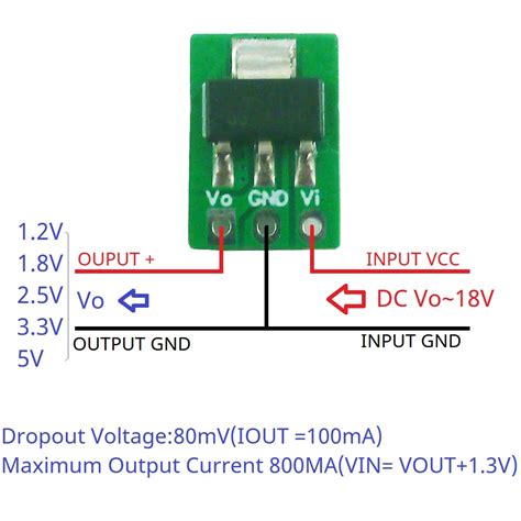 LO1117MB Tiny Out 1A 1 2V 80MV Drop Voltage 60uA Standby Step Down Buck LDO Module Rep AMS1117