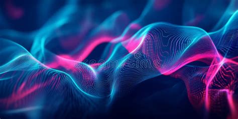 A High Tech Abstract Background Featuring Layered Pulsating Neon Waves Seamlessly Cascading In