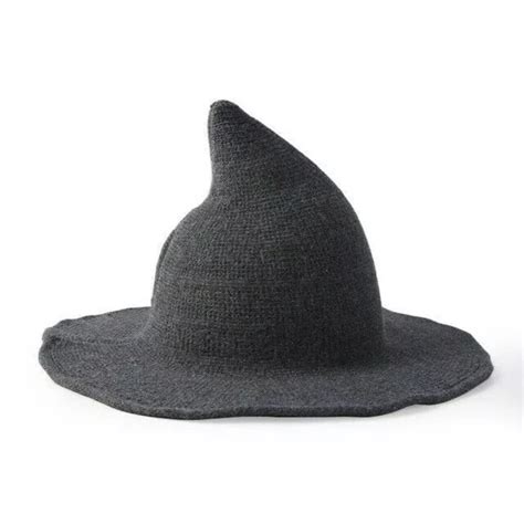 The Holiday Aisle® Halloween Wizard Hat Women Witch Hat Knitted Top Pointed Caps Big Brim Wool