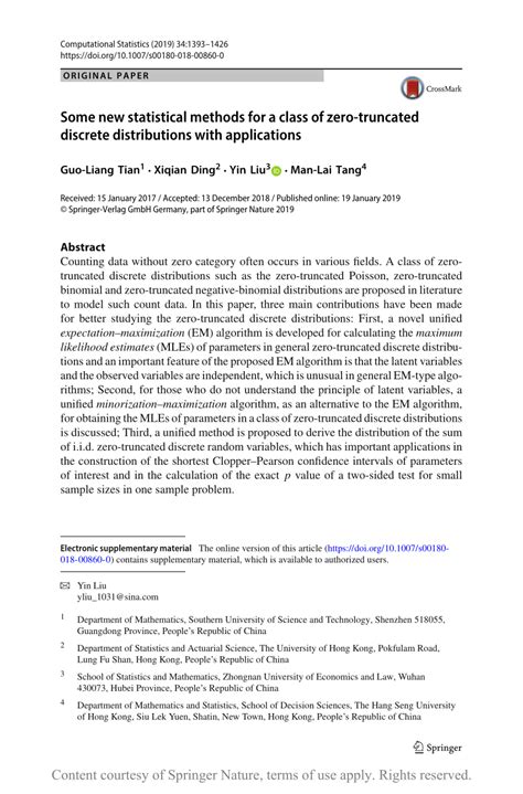 Some New Statistical Methods For A Class Of Zero Truncated Discrete Distributions With