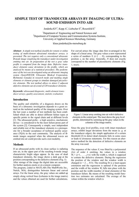 Pdf Simple Test Of Transducer Arrays By Imaging Of Ultrasound Emission Into Air