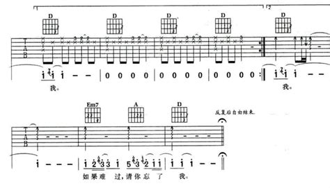 周杰伦《借口 吉他谱》 D调