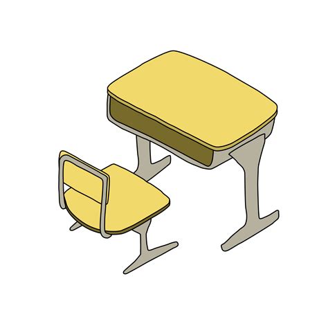 学校の机と椅子のイラスト てくてく