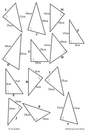 Pythagorean Triples Worksheet