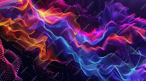 Premium Photo Abstract Digital Waveforms In Neon Colors On A Dark