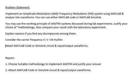 Solved Problem Statement Implement An Amplitude Modulation