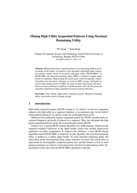 Pdf Mining High Utility Sequential Patterns Using Maximal Remaining
