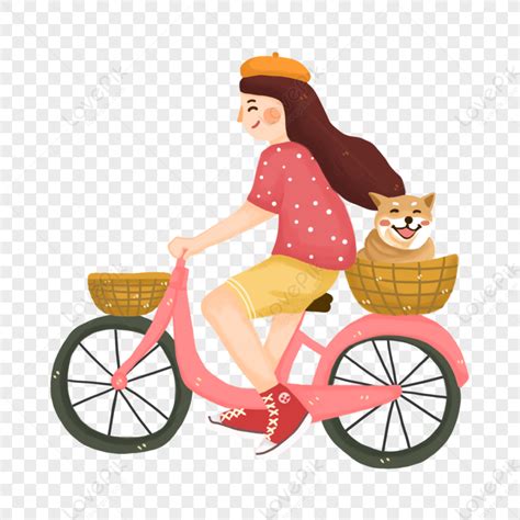 봄 여행을 타는 소녀 Png 일러스트 무료 다운로드 Lovepik