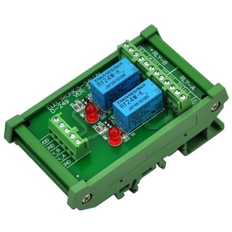 Electronics Salon DIN Rail Mount 2 DPDT Signal Relay Interface Module DC 24V Version In