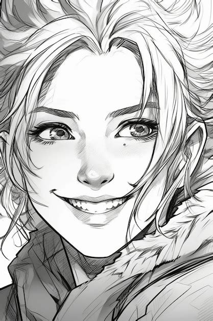 Premium Ai Image A Sketch Of A Girl With A Smile