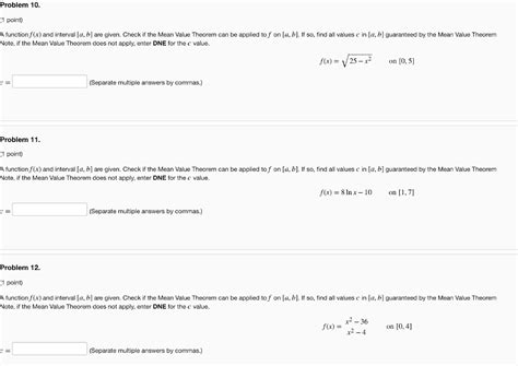 solved problem 10 1 point a function f x and interval