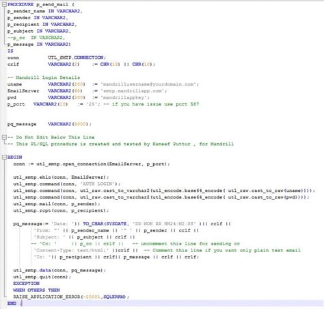 Plsql For Sending Email With Mandrill Api Oracle Utlsmtp With