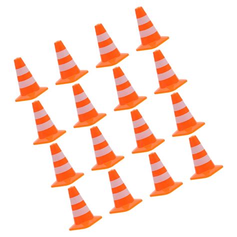 미니 바리케이드 교통 콘 마이크로 교통 표지판 어린이 안전 콘 Diy 장면 장식 16 개 플레이 차량 및 모델