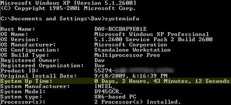 Check System Uptime On Windows Vista XP